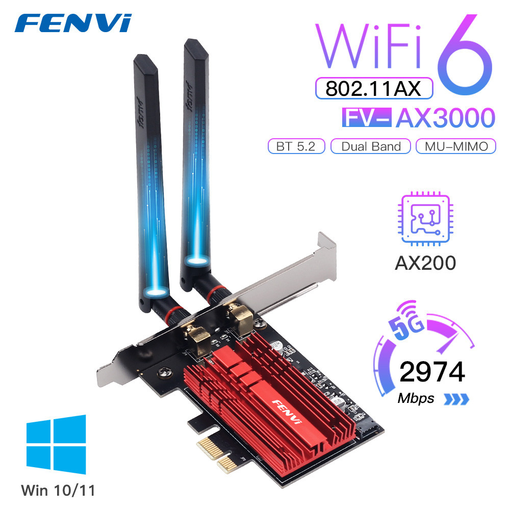 ☭Fenvi WiFi 6 AX3000 Dual Band WiFi Adapter Bluetooth 5.2 Wireless Card ...