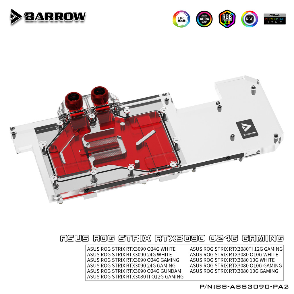 Barrow GPU Water Block for ASUS ROG STRIX RTX 3090 3080 GAMING , Video ...