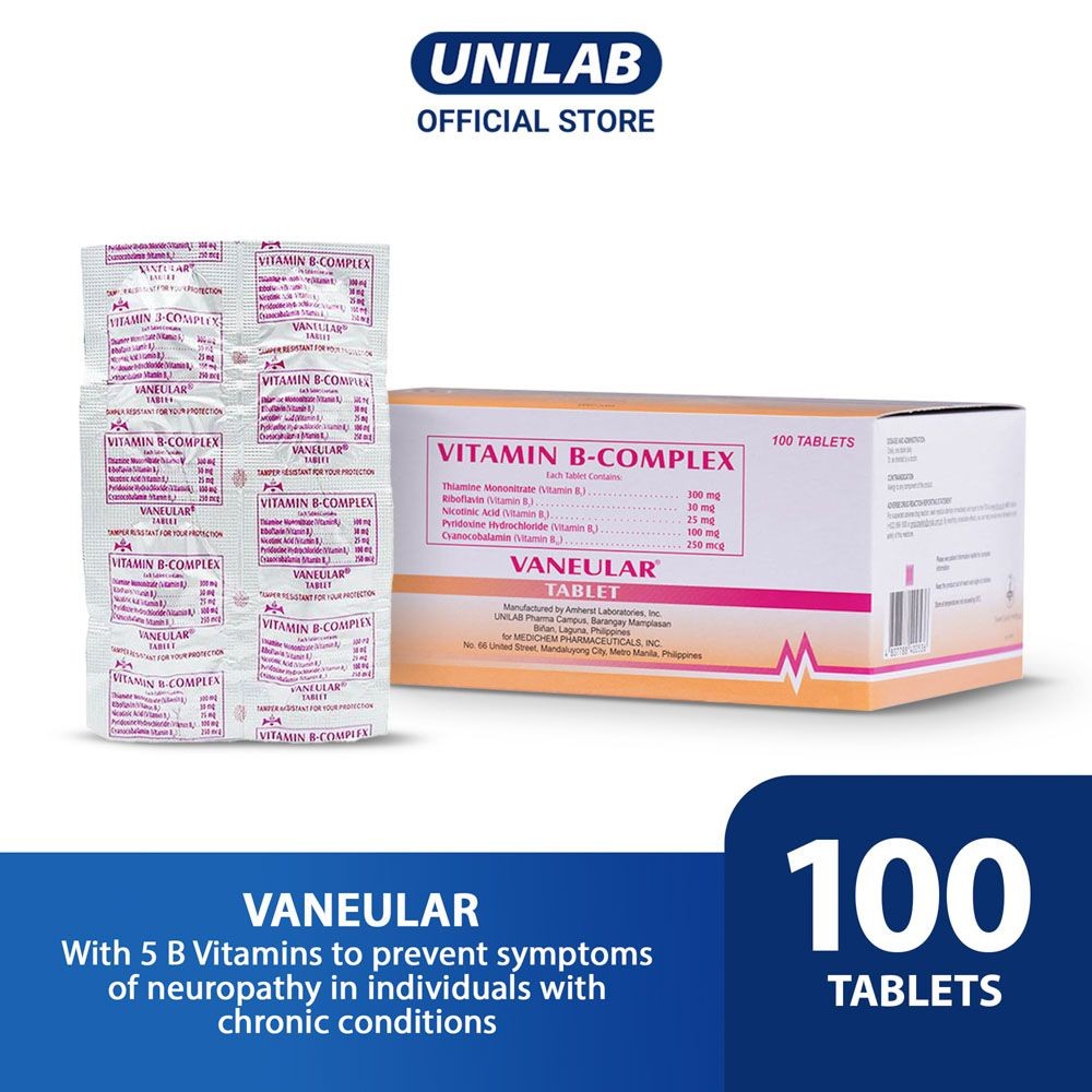 Unilab - Vaneular® 100 tablets (For treatment of vitamin B deficiency ...