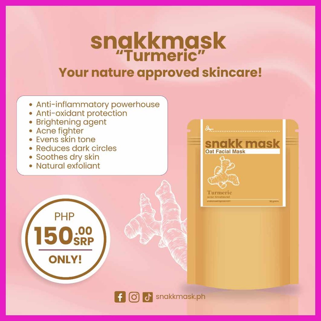 Snakkmask#mA]dJ+Turmeric`hh;(Natural&facial&mask) | Shopee Philippines
