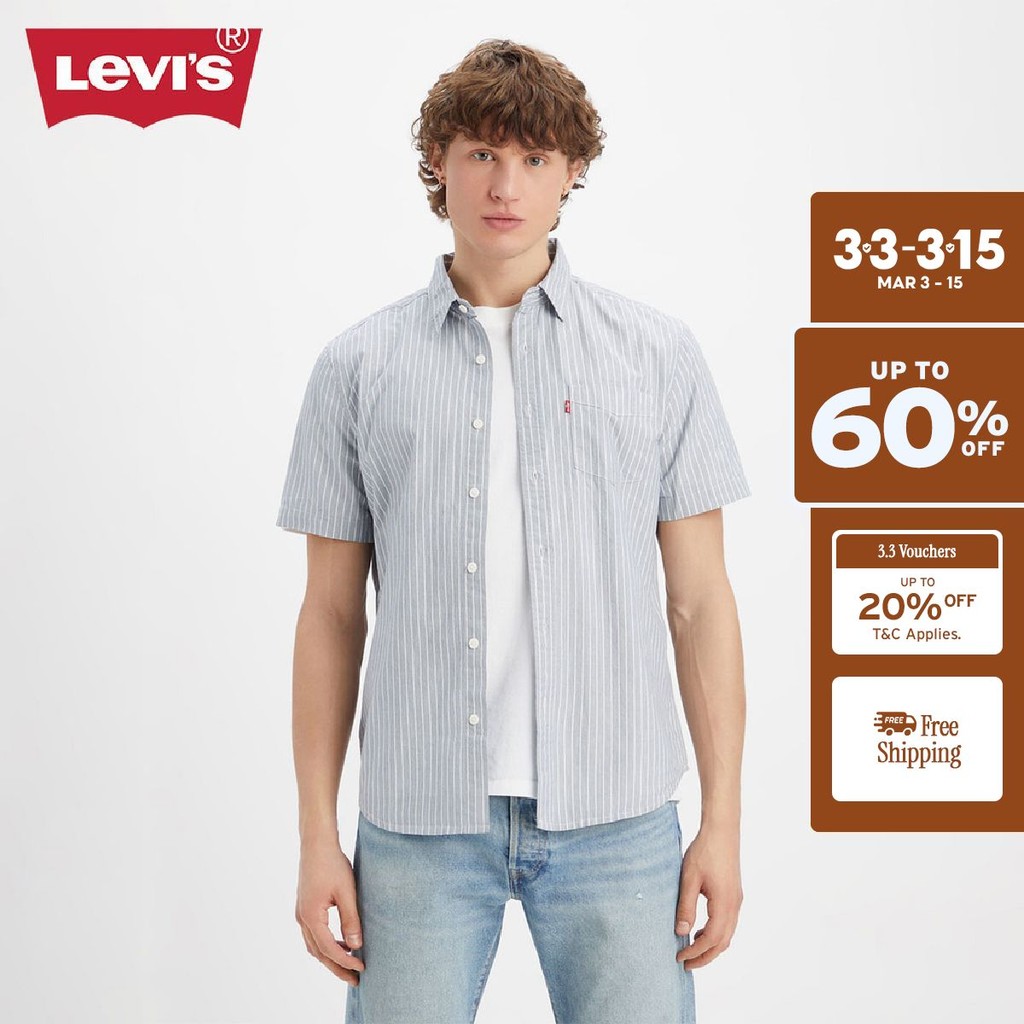 Levi's® Men's Short-Sleeve Classic Standard Fit Shirt 86627-0160 ...