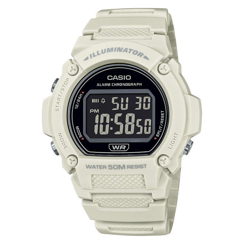 Casio (W-219HC-8BVDF) White Resin Strap 50 Meter Digital Watch | Shopee ...