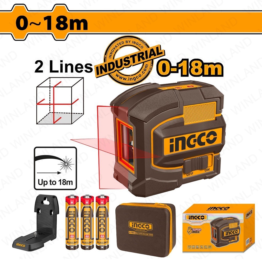 Ingco by Winland Self-Leveling Line Laser (Red, Green) Laser Beam 0~18m ...