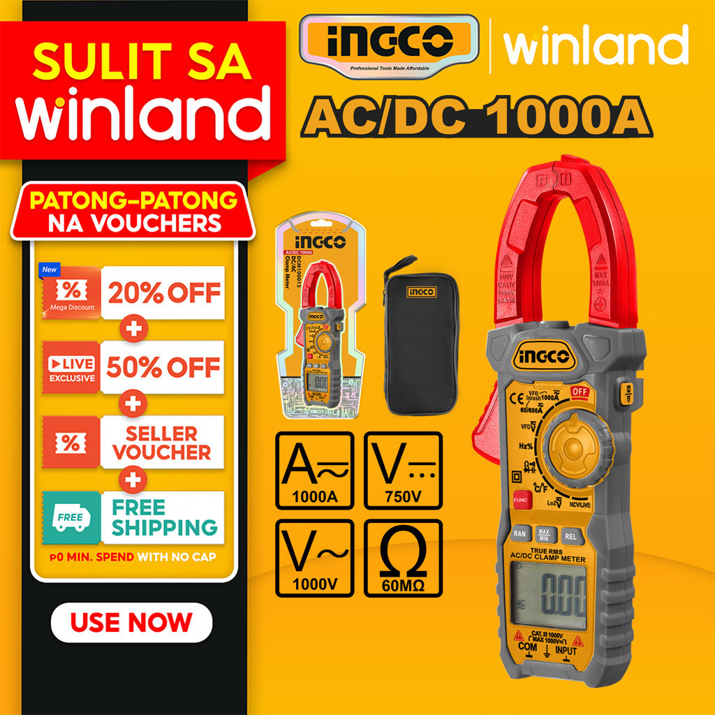 Ingco by Winland AC/DC RMS 6000counts Digital Clamp Meter Multimeter ...