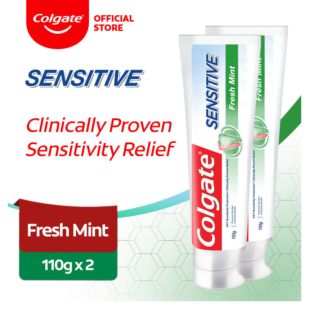 Colgate Sensitive Toothpaste Fresh Mint, Sensitive Relief 110g Twin ...