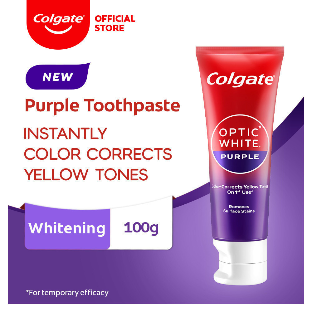 Colgate Optic White Whitening Toothpaste Purple, Color-Corrects Yellow ...