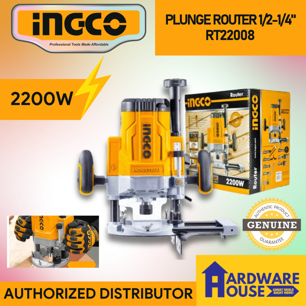 ORIGINAL INGCO Plunge Router RT22008 1/2-1/4" 2200W | Shopee Philippines