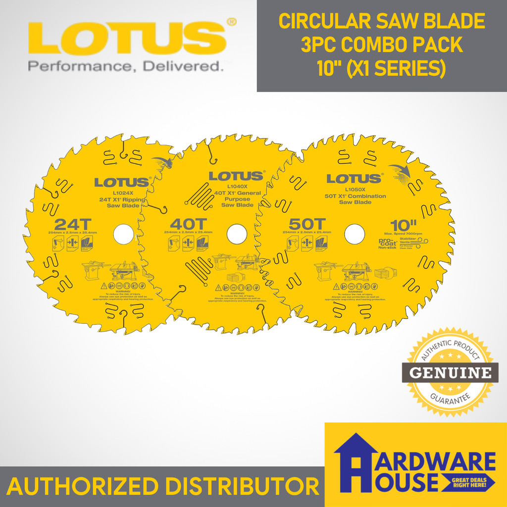 ORIGINAL LOTUS 10" 3PC COMBO PACK X1 Circular Saw Blade TCT Carbide ...