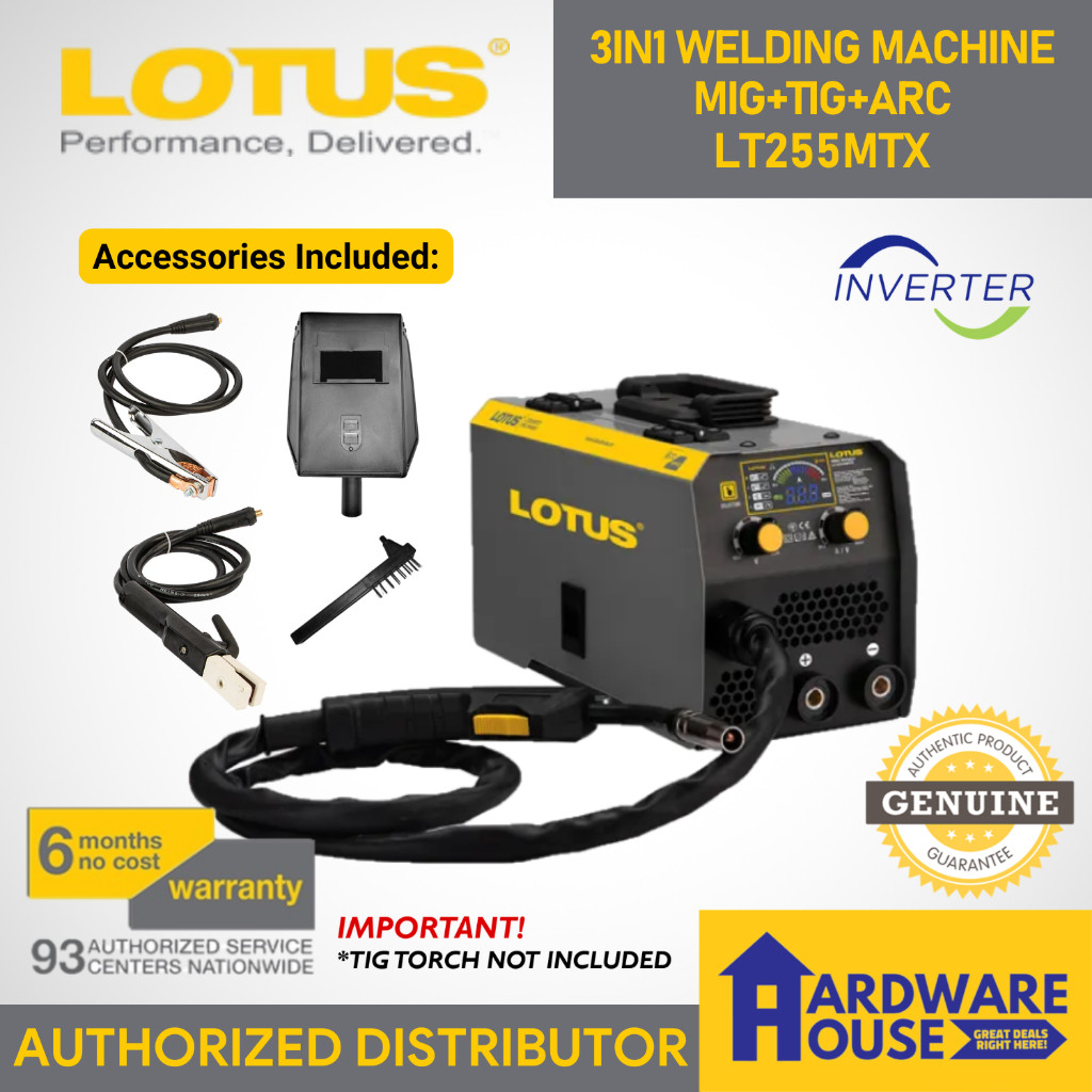 ORIGINAL LOTUS 3IN1 Inverter Welding Machine 250A LT255MTX Flux Cored ...