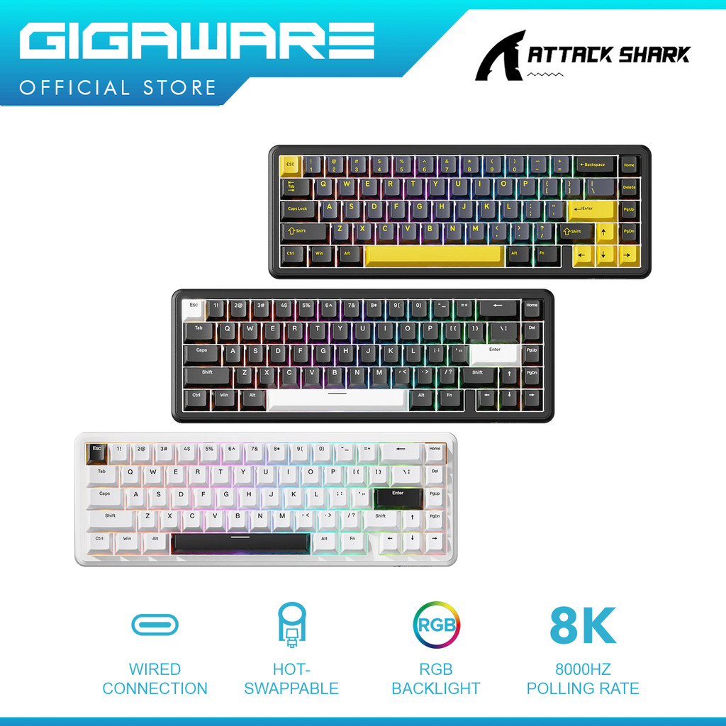 Attack Shark X65 HE 65% Wired 8KHz Rapid Trigger Mechanical Gaming ...