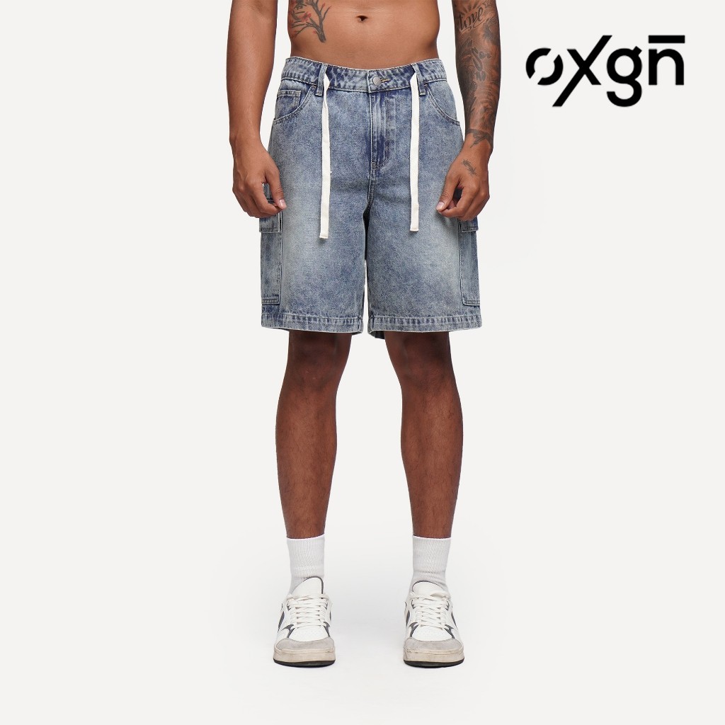 OXGN Denim Cargo Shorts For Men (Blue/Indigo) | Shopee Philippines