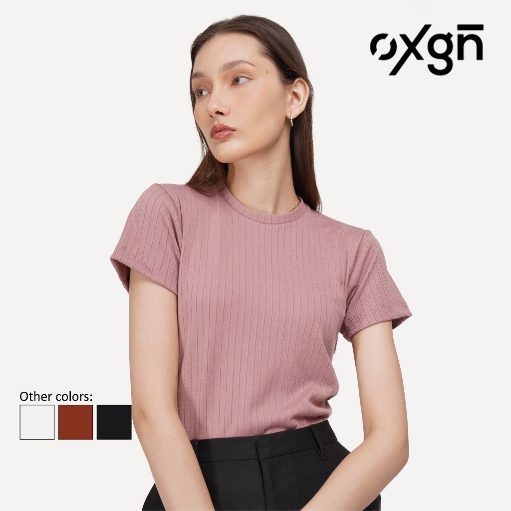 OXGN Generations Ribbed Slim Top For Women (White/Rust/Black/Blush ...