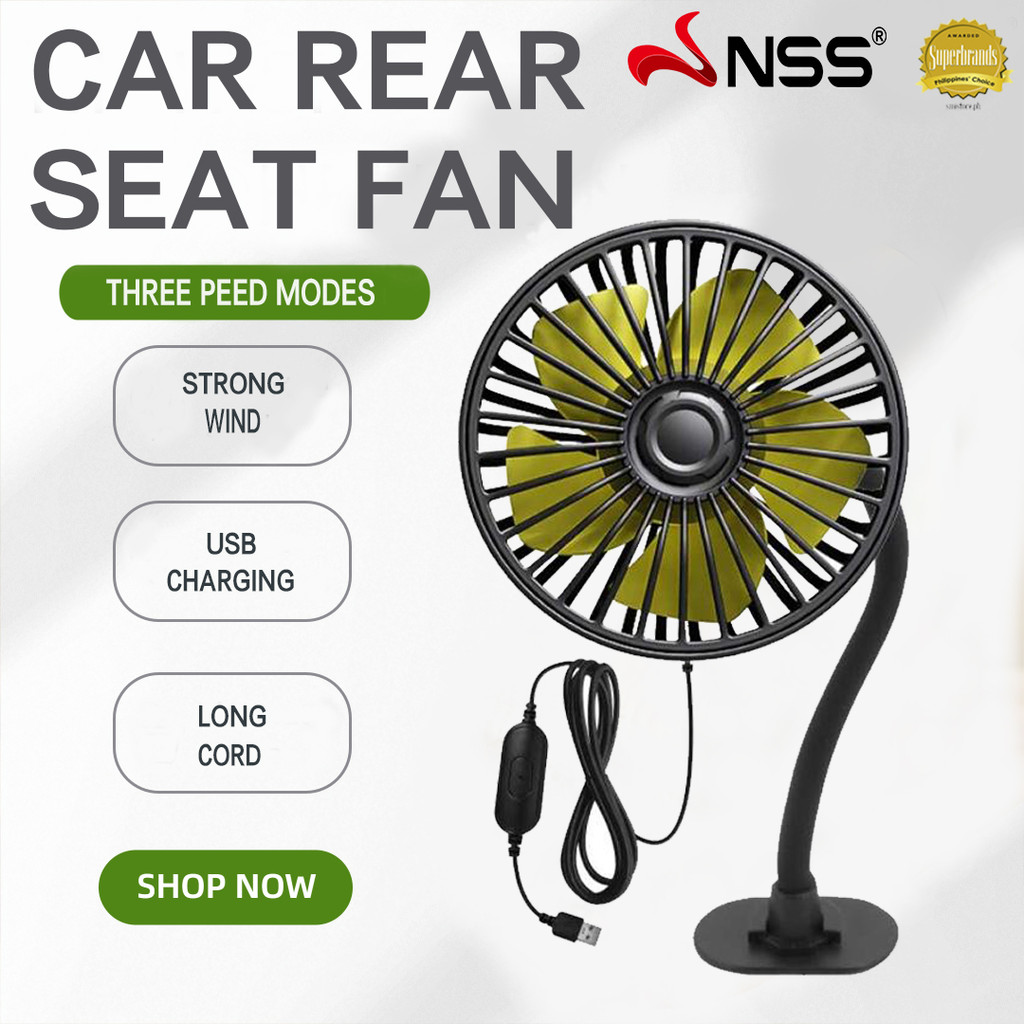 NSS Car Fan - Mini Rear Seat Cooling Fan with USB Charging, 90 ...