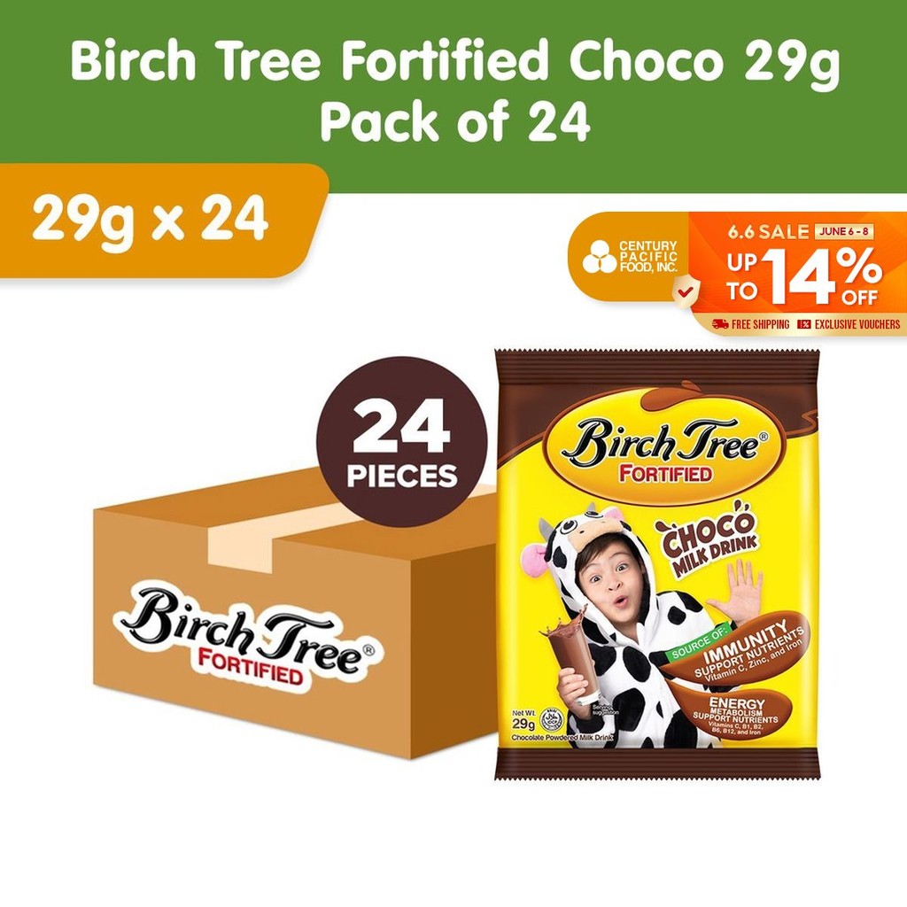 Birch Tree Fortified Choco Powdered Milk 29g x 24 - Rich and Creamy ...