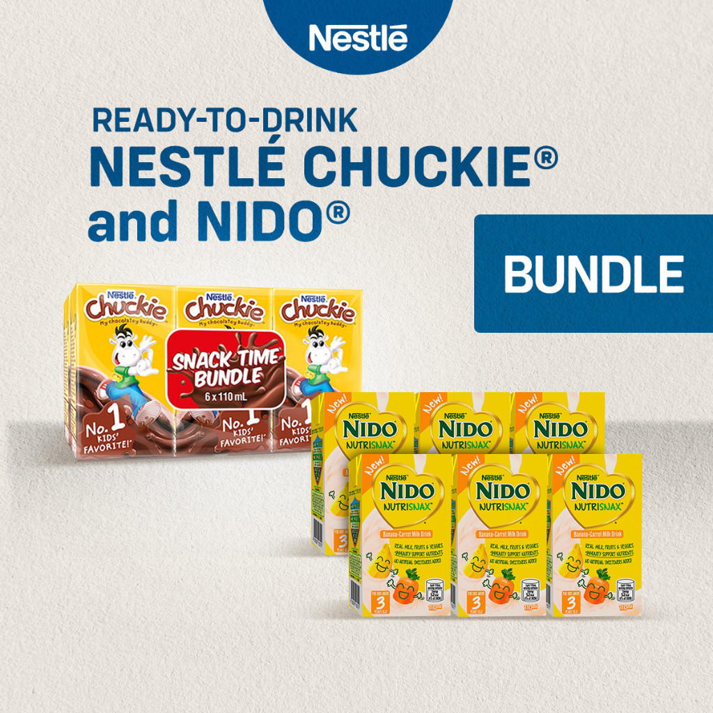 Chuckie Chocolate Milk 110ml x 6 (June 30 EXP) + Nido Nutrisnax Banana ...