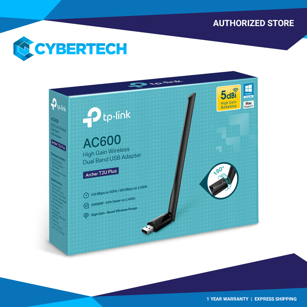 TP-Link Archer T2U Plus AC600 High Gain Wireless Dual Band USB Adapter ...