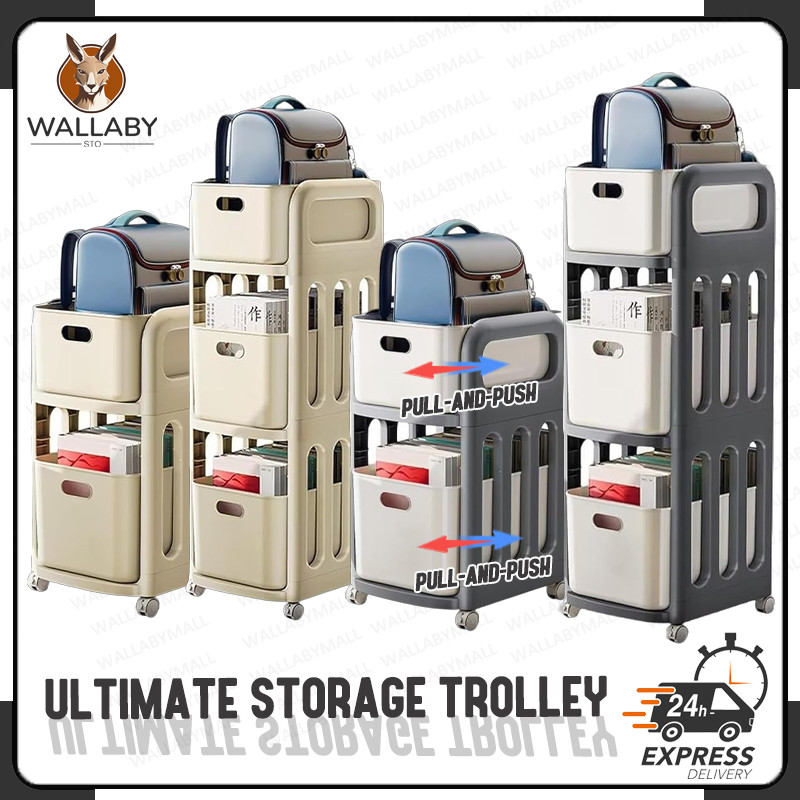 Layered rack organizer Desk Storage Box with Wheels under-Desk Shelf ...