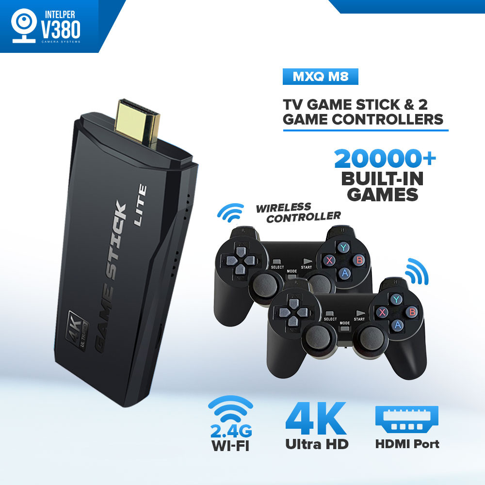 Intelper MXQ PRO M8/K8/X6TV Game Console Set 2 Controllers & Game Stick Built-in 20000+ Games/M8 ...