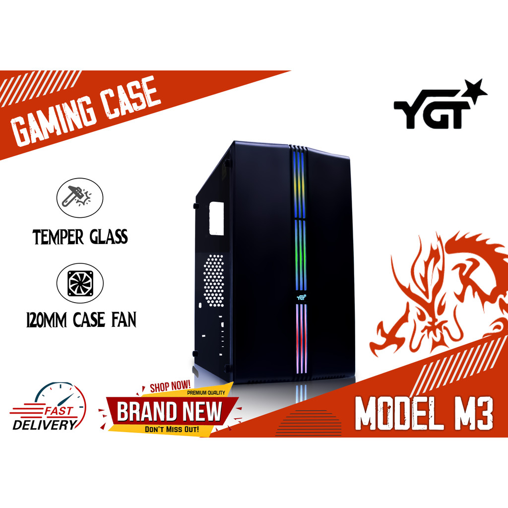 YGT M3 Tempered Glass Gaming PC/Desktop Case RGB cool light balck Mirco ...