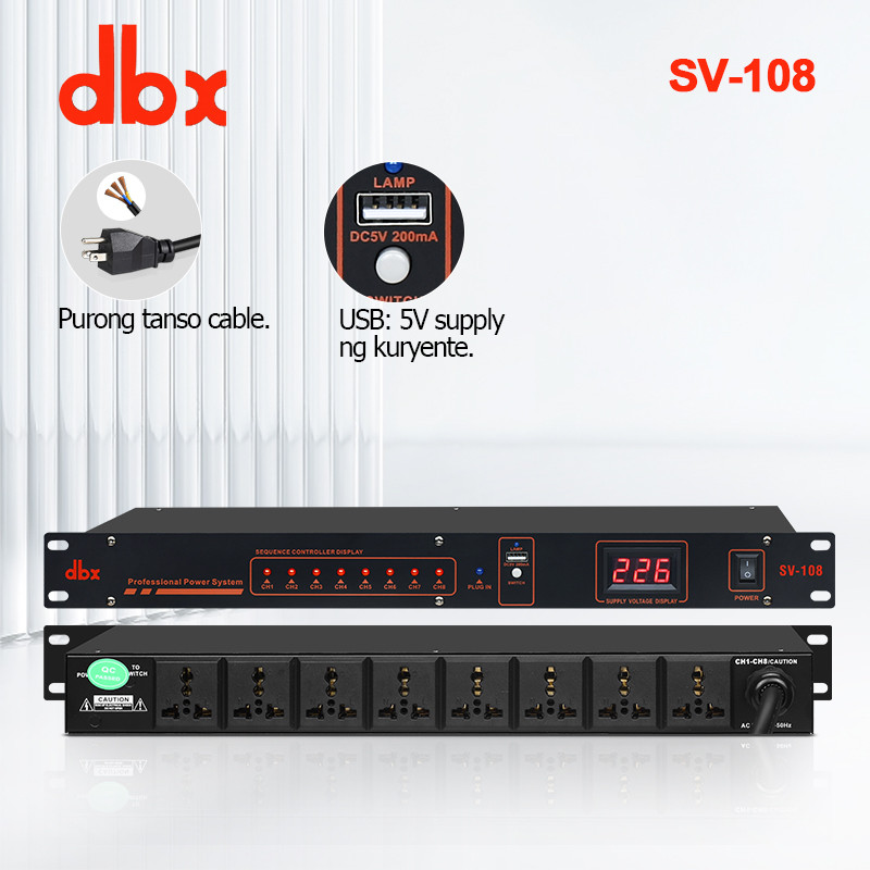 dbx/original SV-108 power sequencer,power controller 10 channel switch 220v+USB 1channel 5V ...