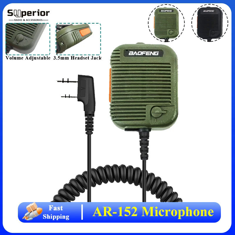 Baofeng AR-152 Tactical Speaker Microphone UV-5R Walkie Talkie Army ...