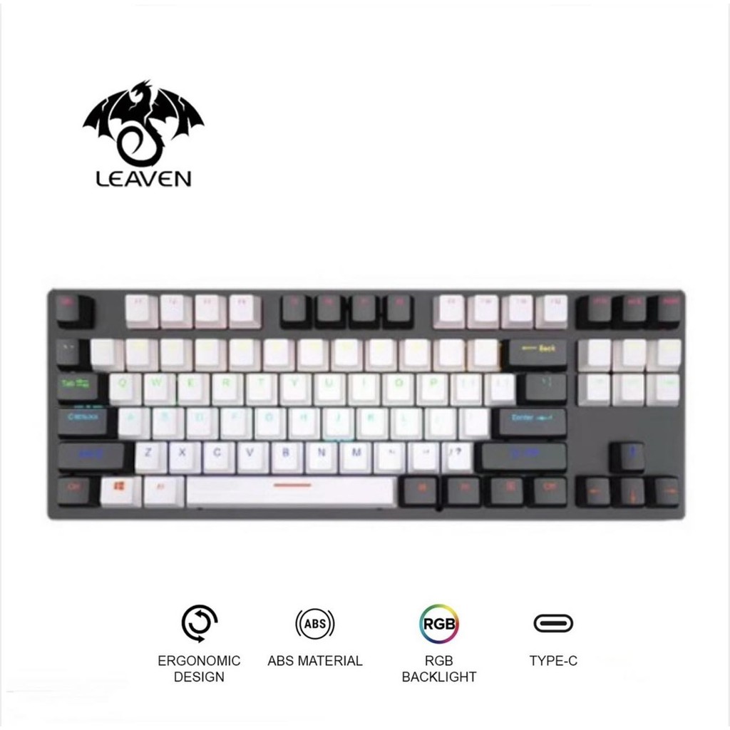 Leaven K550 87 Keys Mechanical Keyboard with RGB Colorful Light Effect ...