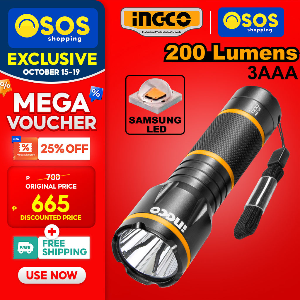Ingco Original Industrial LED Flashlight Flash Light Waterproof ...