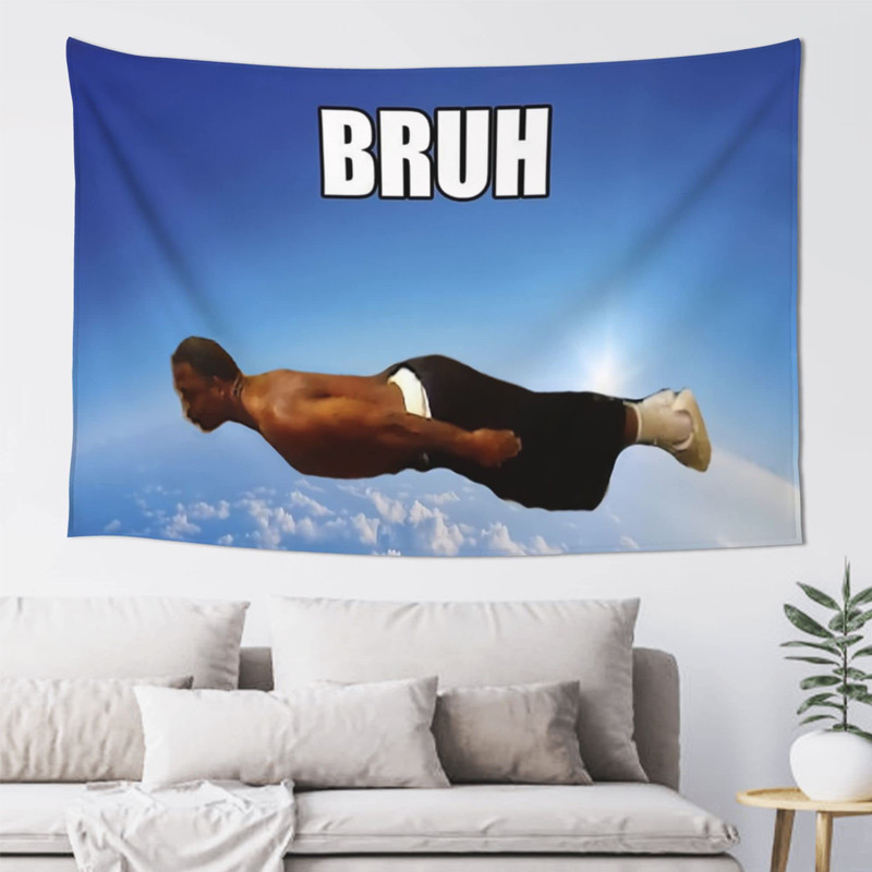 Bruh Flying Midget Man Funny Wall Flag Meme Tapestry 3x5 Feet College ...