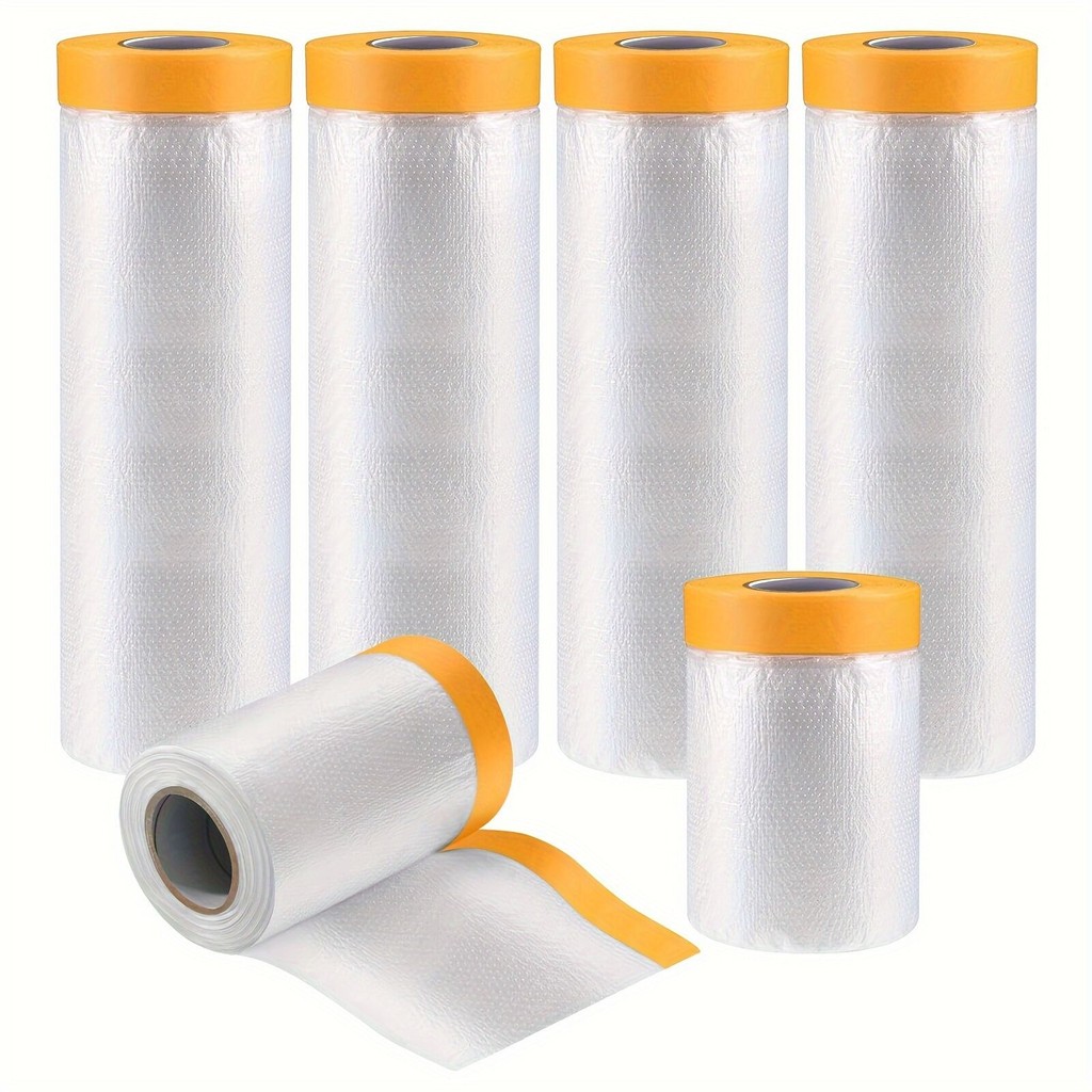 6 Rolls Tape and Drape Pre-Taped Masking Film for Automotive Painting ...
