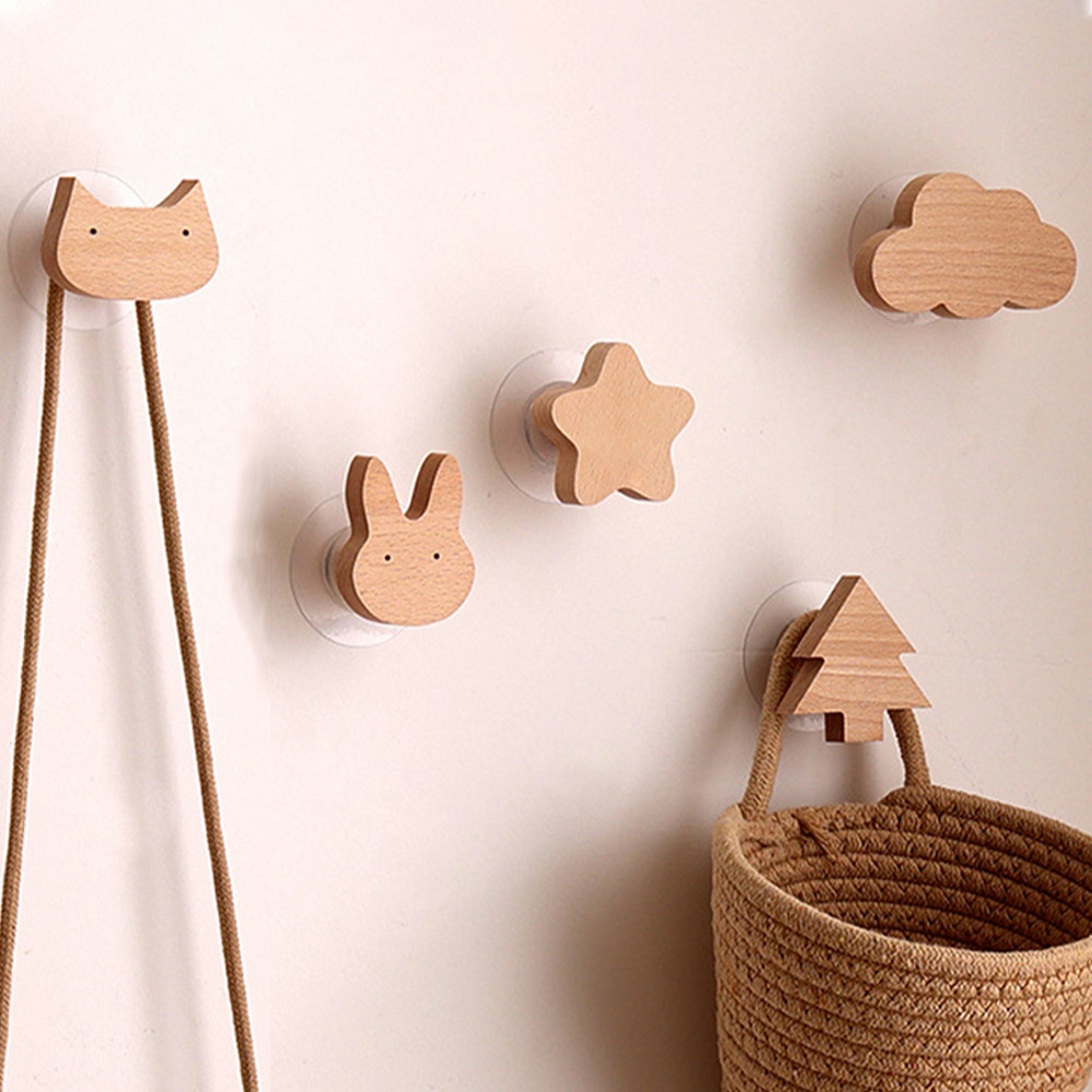 1pcs Animal Wooden Hooks Cute Room Decor Hook Wall Keychain Coat Hook ...
