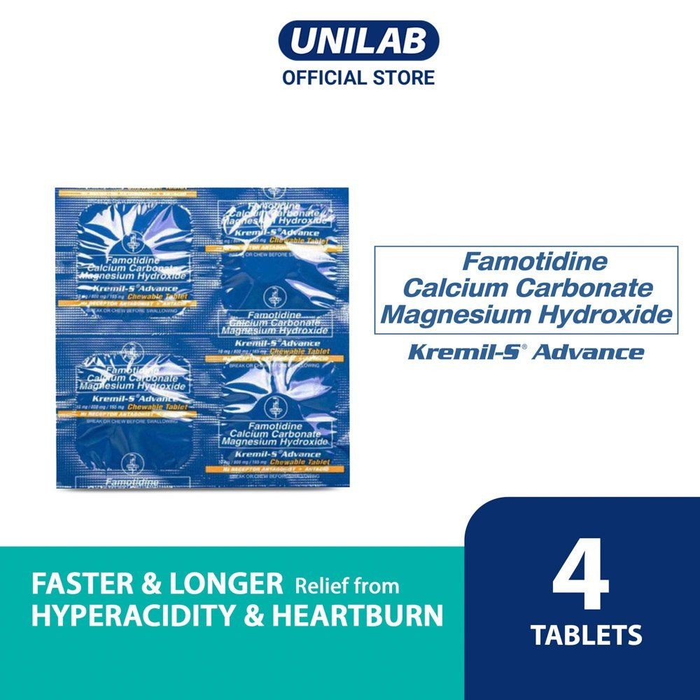 Unilab Kremil-S Advance Antacid 4 Tablets-For Faster & Lasting Relief ...