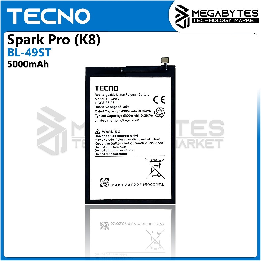 Megabytes Battery for Tecno Spark Pro | K8 BL-49ST | Shopee Philippines