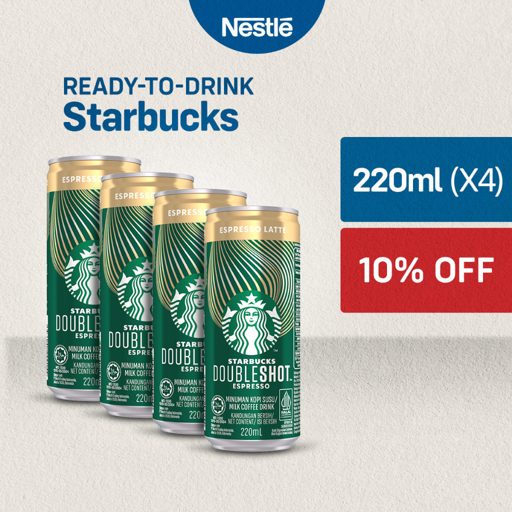 Starbucks Ready To Drink Doubleshot Espresso Latte 220ml - Pack of 4 ...