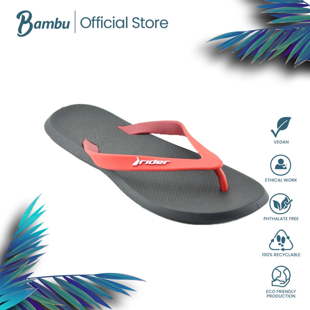 Rider R1 Ad Black Red Men's Slippers | Shopee Philippines