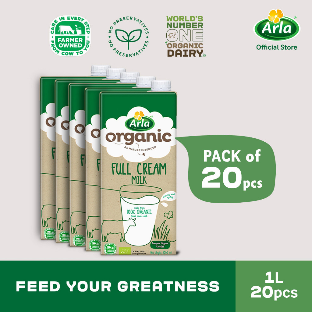Arla Organic Full Cream Milk 1L 20-Pack | Shopee Philippines