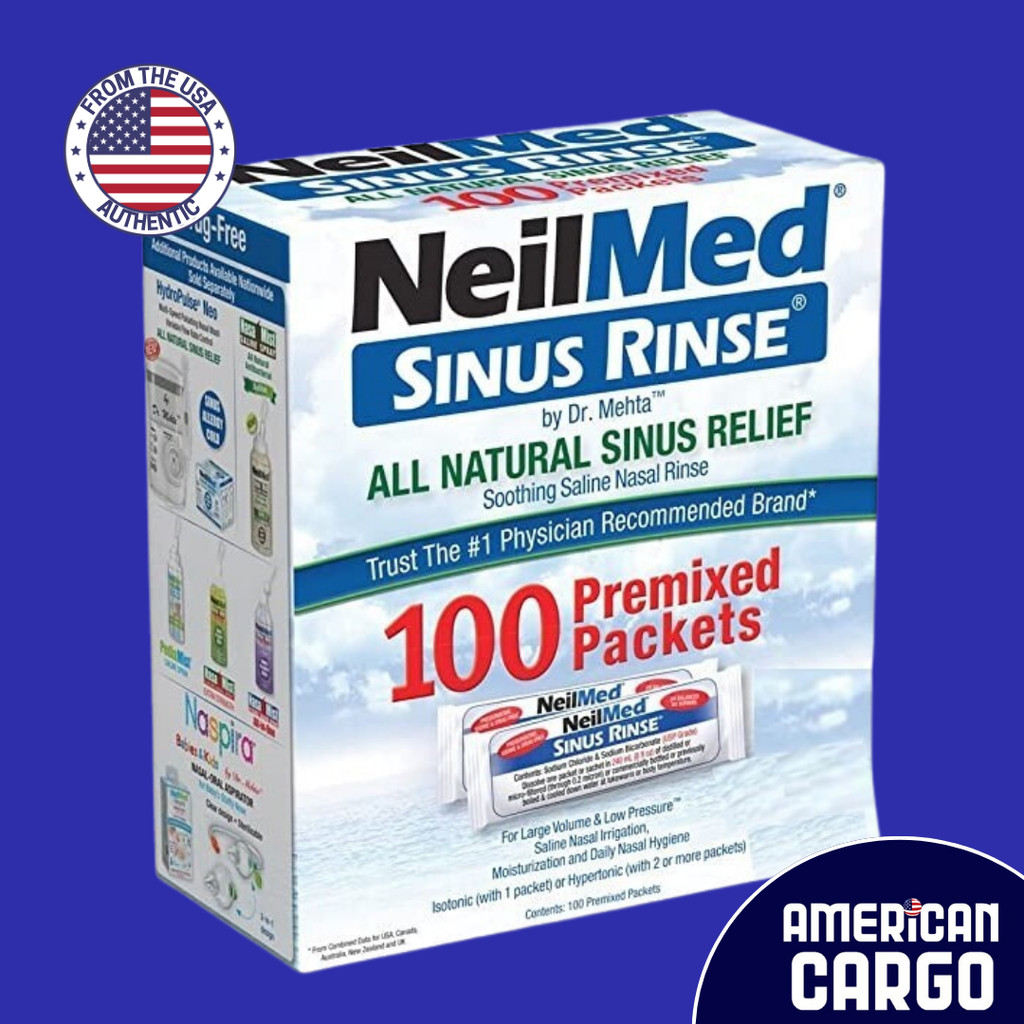 NeilMed Sinus Rinse All Natural Sinus Relief (100 Premixed Packets ...
