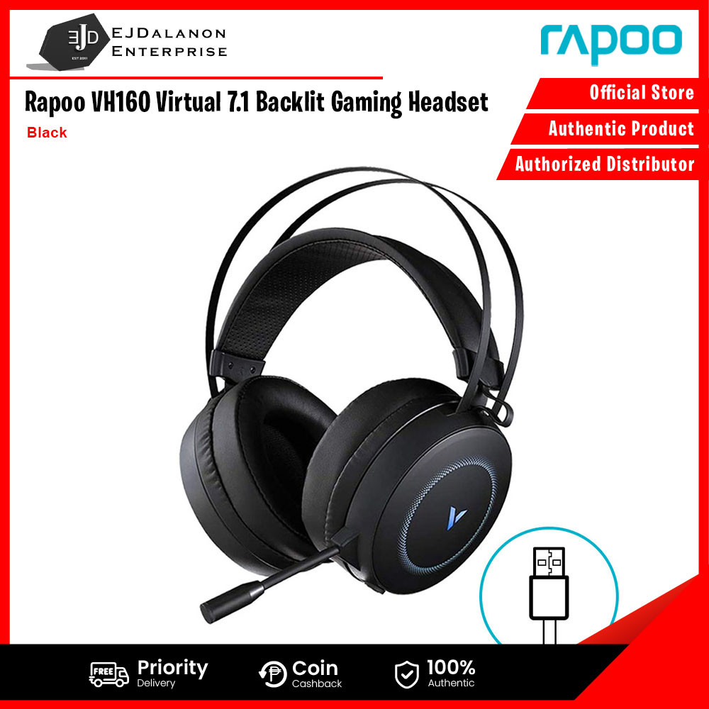 Rapoo VH160 Virtual 7.1 Backlit Gaming Headset | EJDalanon Enterprise | Shopee Philippines