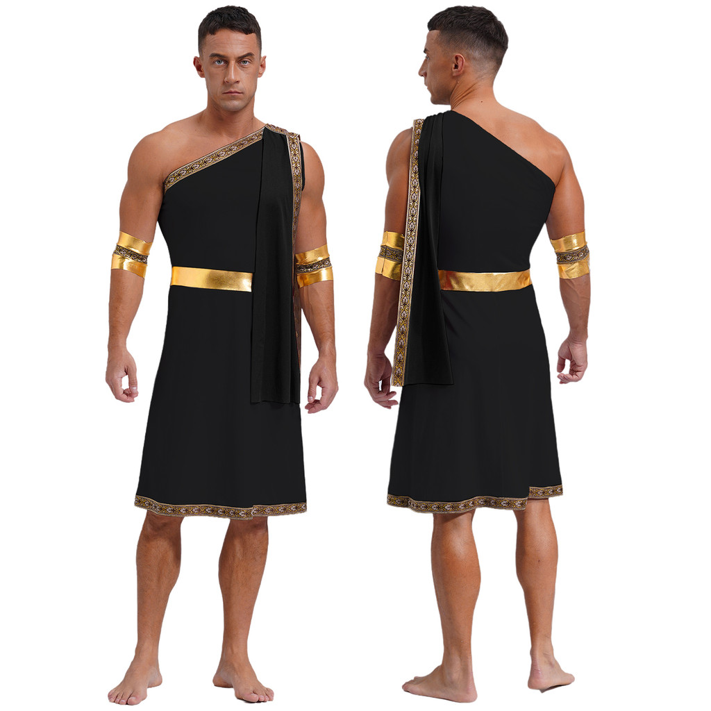VernLan Mens Toga Costume Adult Greek God Roman Party Accessories Set ...