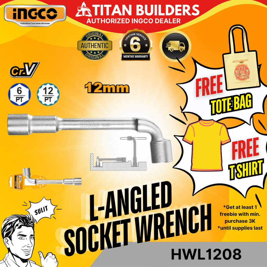 Ingco by Titan L-Angled Wrench 12mm Cr-V non-welded durable 12mm efficient grip | Shopee Philippines