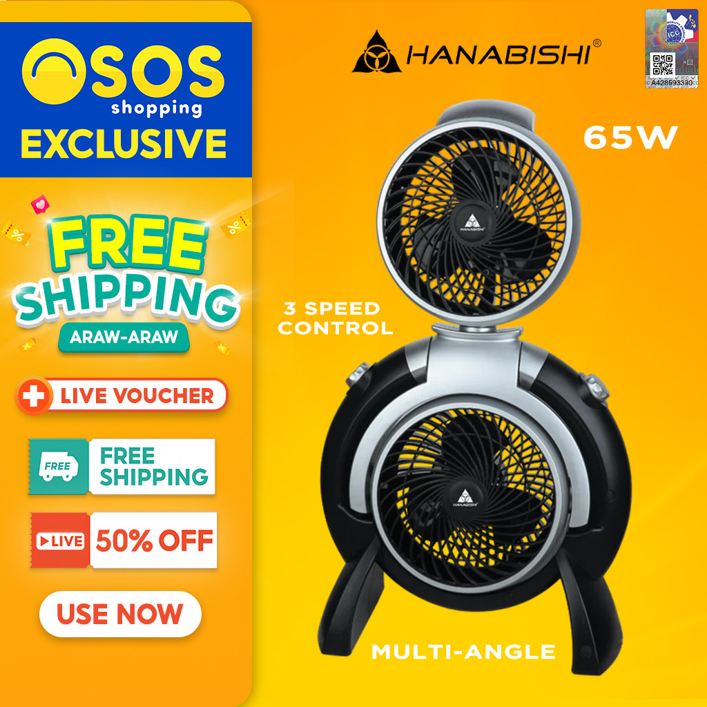 HANABISHI by OSOS Original Powerful Dual Fan Air Circulator Electric ...