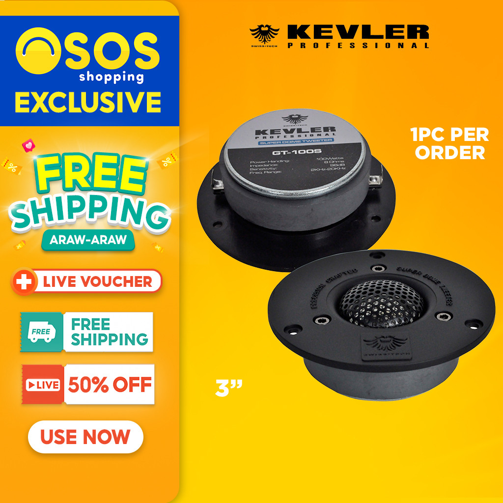 Kevler Original GT-100S 3" inches Dome Tweeter Speaker 100W 8ohms ...