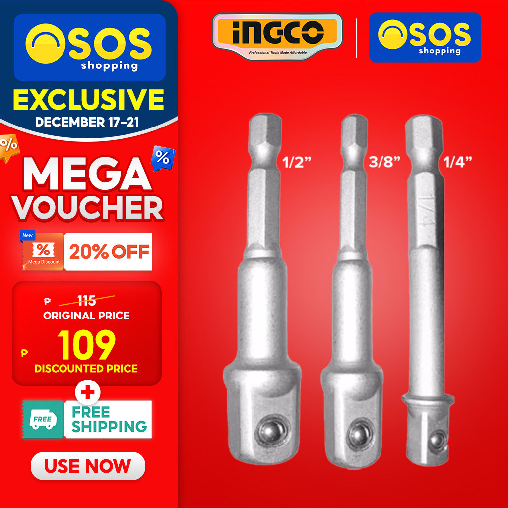 INGCO by OSOS 3pcs Socket Adaptor Set with 1/4" Hex Shank AMN365A01 | Shopee Philippines