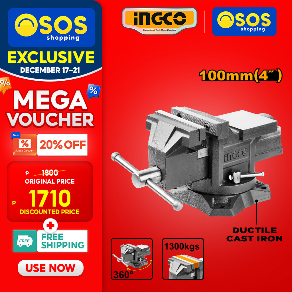 INGCO by OSOS Bench Vise Vice Gato 4" with Anvil Tape HBV084 | Shopee ...
