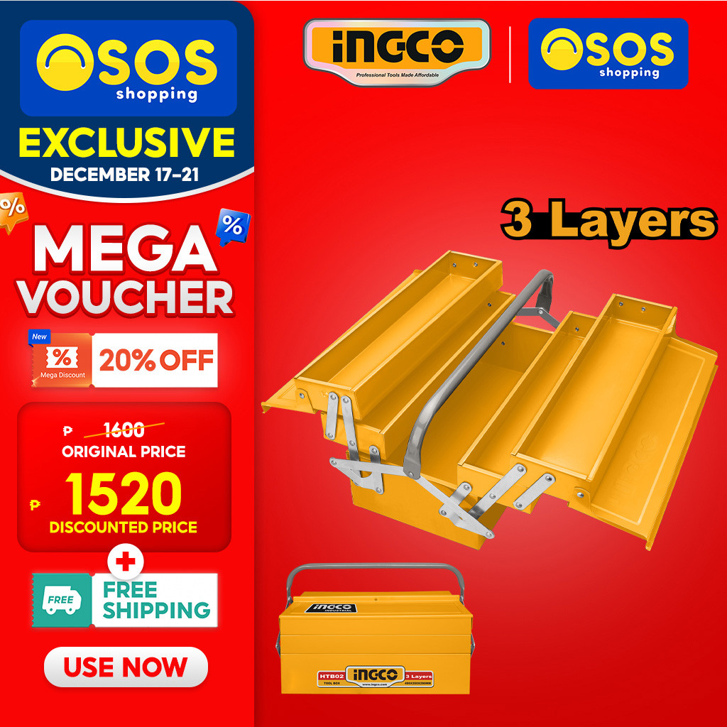 INGCO by OSOS Tool Box Storage Metal Organizer 3 LAYERS HTB03 | Shopee ...