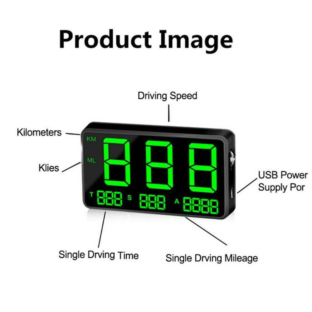♣4.5inch Digital Car GPS HUD Speedometer Green Screen Speed Display C80 ...