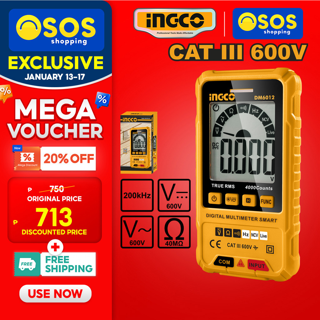 INGCO by OSOS Smart Digital Multimeter Tester DM6012 | Shopee Philippines