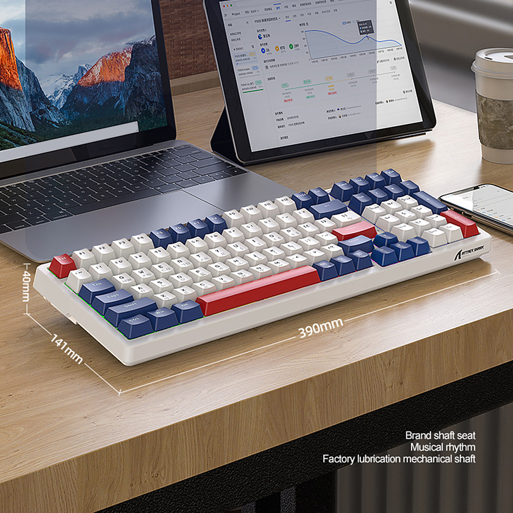 ☫K98 Wire Mechanical Keyboard RGB Backlight Hot-Swappable Keyboard Full ...