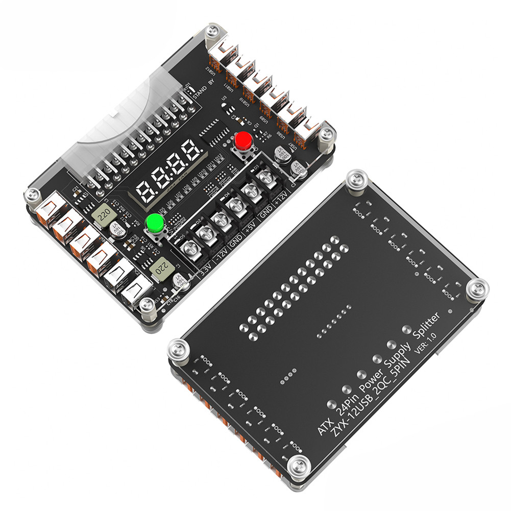 12-Port USB 3A 3.3V 5V 12V -12V Output ATX Power Breakout Board with ...