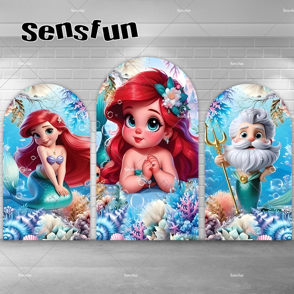 ღUnder The Sea Little Mermaid Ariel Arch Backdrop Cover for Princess ...