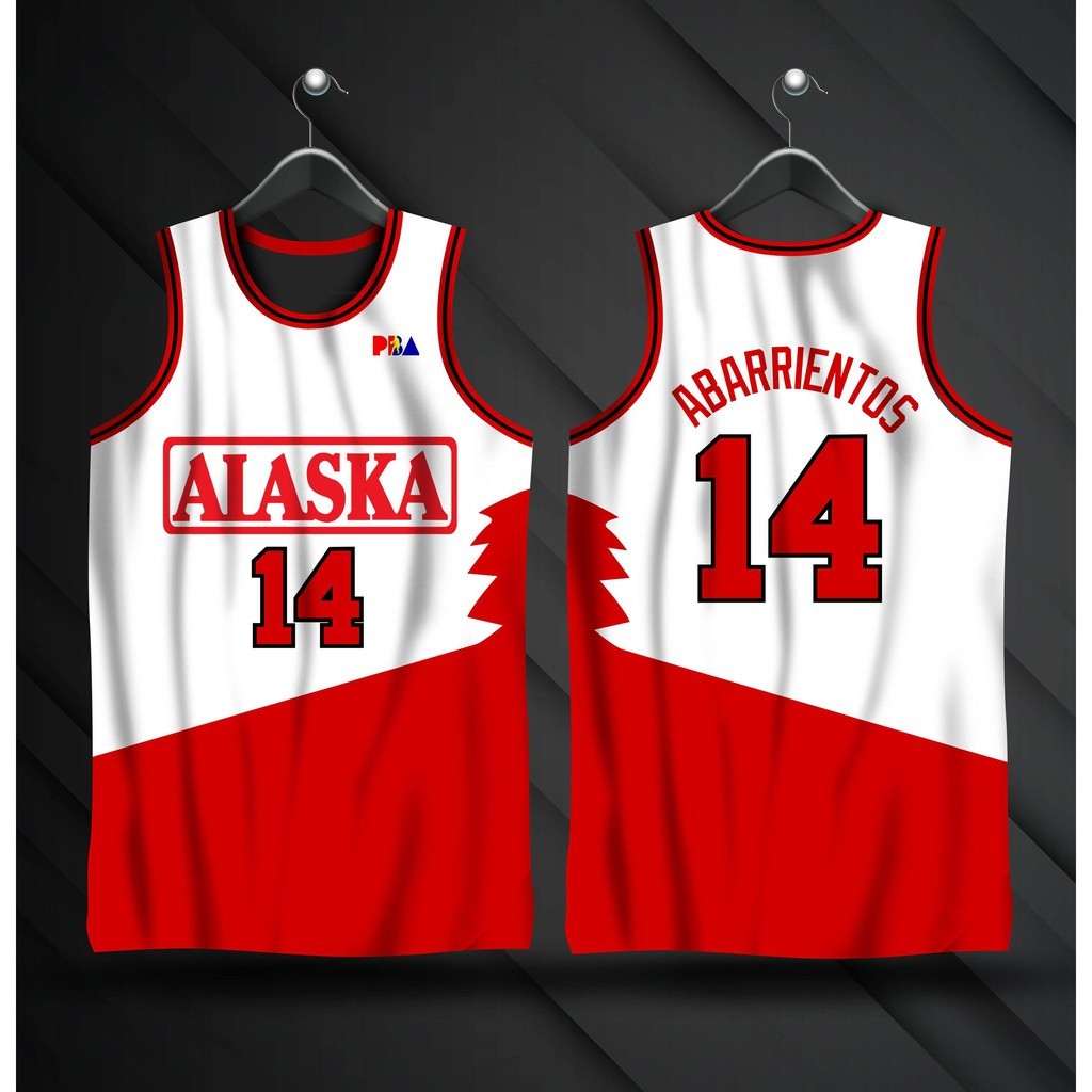 PBA RETRO JERSEY | Alaska Aces White Red Johnny Abarrientos #14 ...